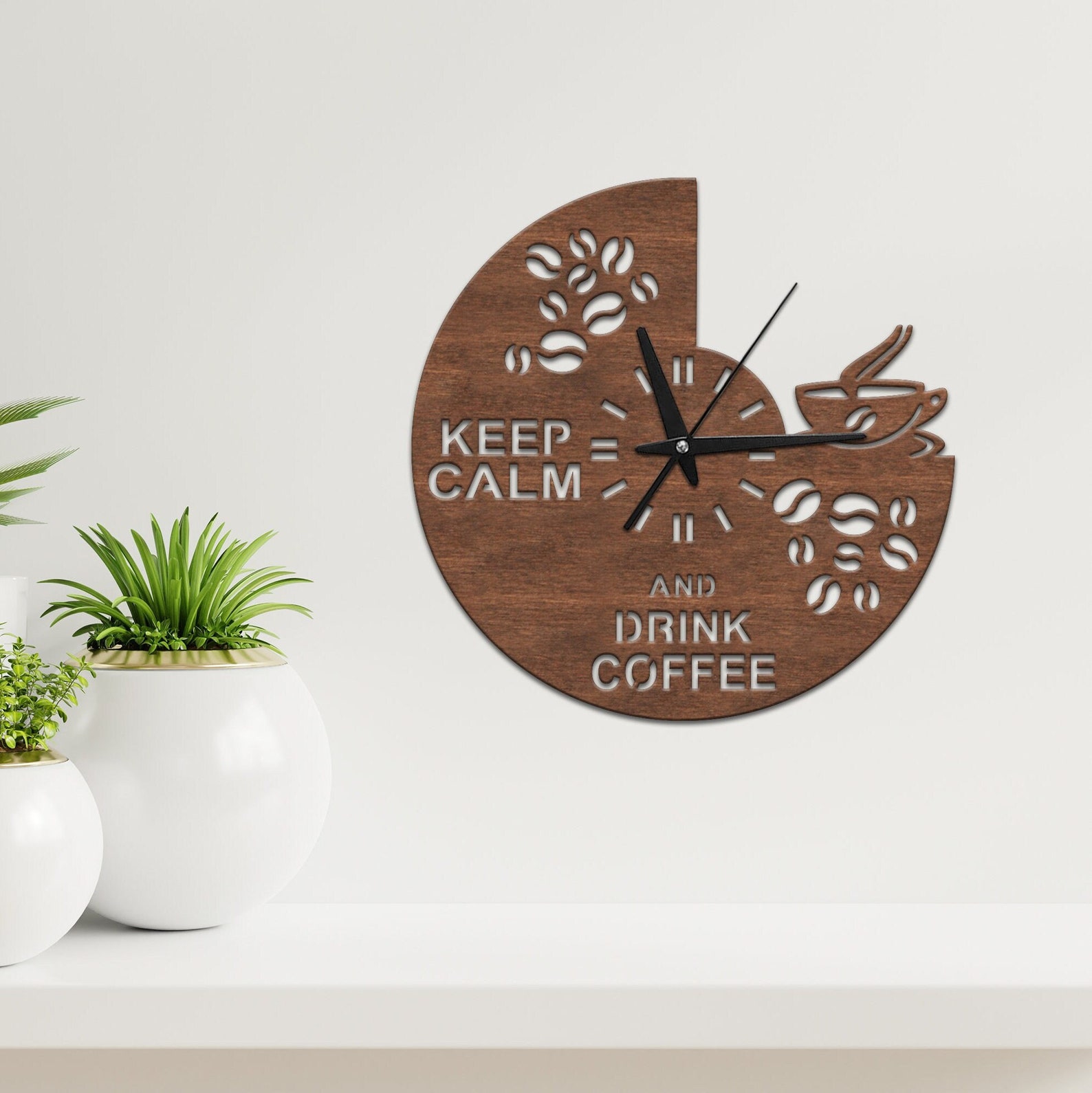 Coffee Cup Clock, Coffee Wall Clock, Cafe Wall Clock, Kitchen Wall ...
