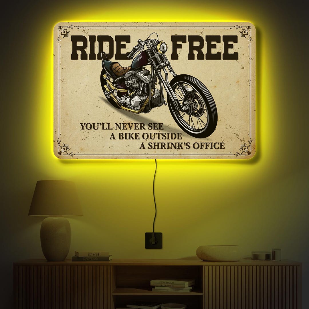 Motorcycle Neon Sign, Ride Free Sign, Motorcycle Led Sign, Garage Neon ...