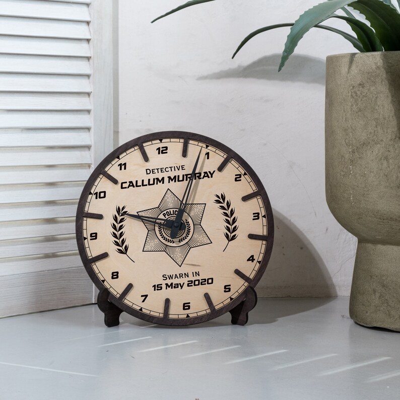 Detective Clock, Police Officer Clock Personalized, Wooden Sergeant ...