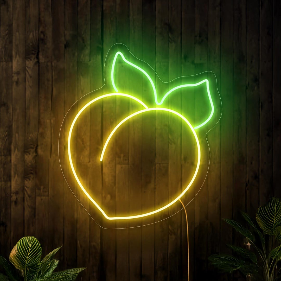 Peach Neon Sign, Peach Led Sign, Fruit Neon Sign, Food Neon Sign Decor ...