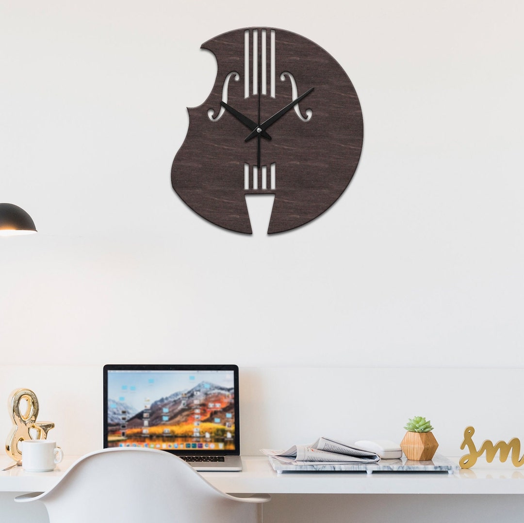 Violin Wall Clock, Cello Wall Clock, Music Wall Clock, Wooden Unique ...