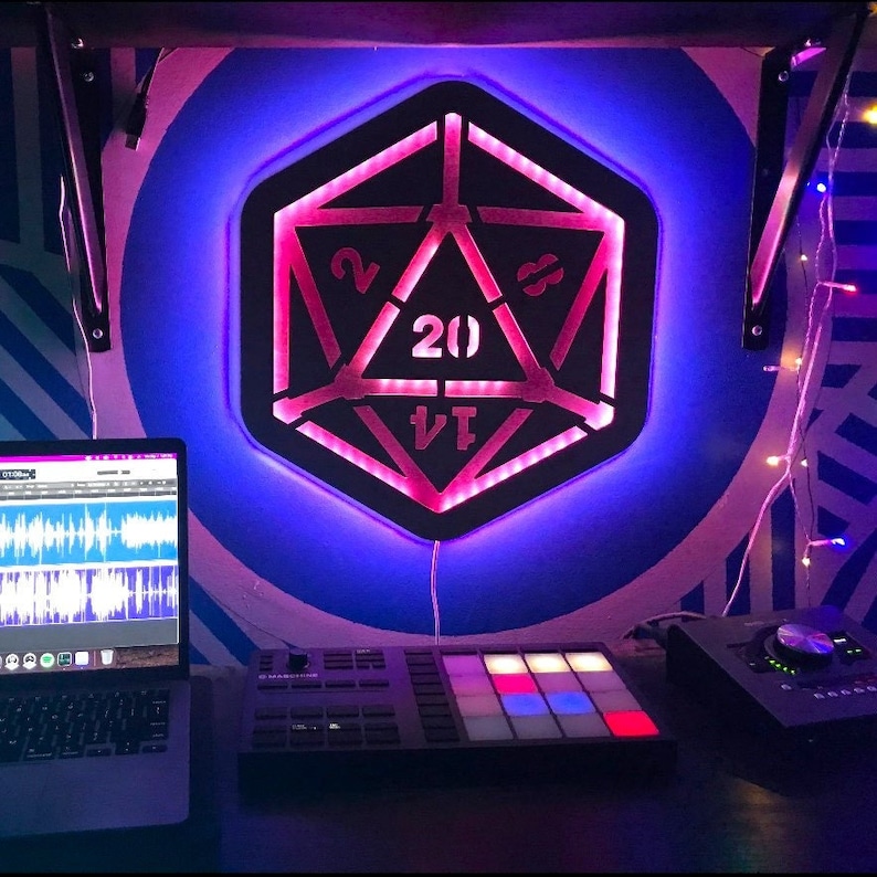 Dice Neon Light, Dice Led Sign, 20 Sided Die Edge Lit LED Sign ...