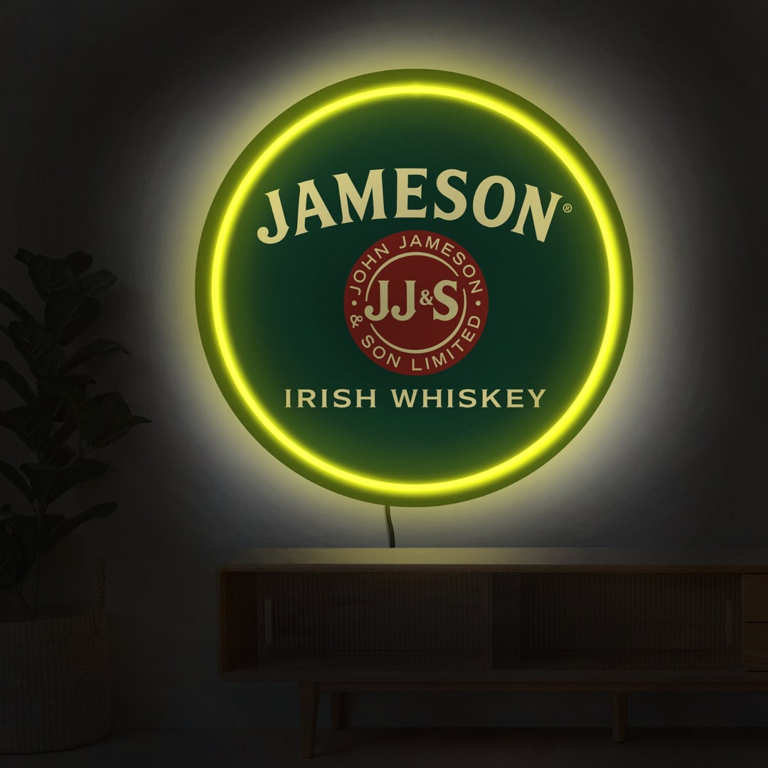 Jameson Neon Sign, Jameson Logo, Jameson Label Sign, Whiskey Neon Sign ...