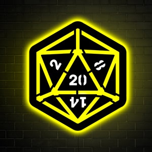 Dice Neon Light, Dice Led Sign, 20 Sided Die Edge Lit LED Sign ...