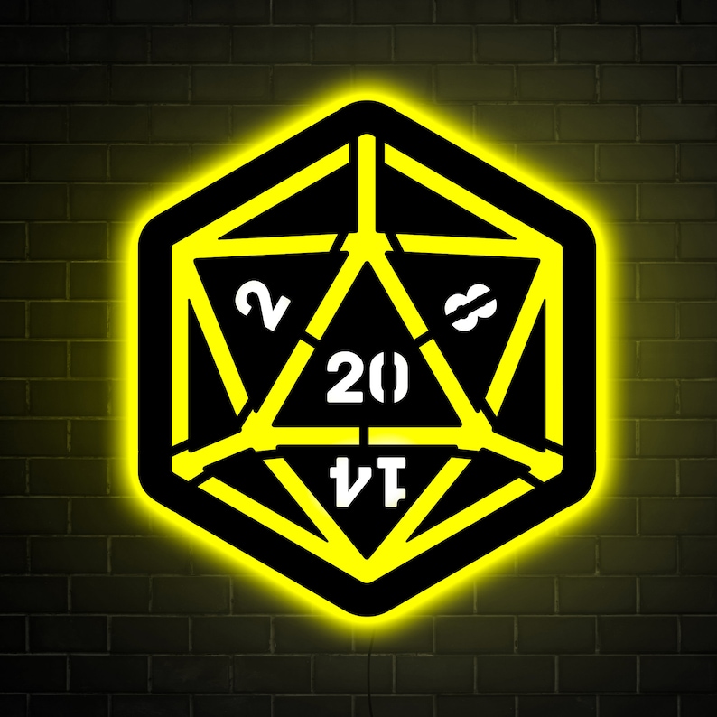 Dice Neon Light, Dice Led Sign, 20 Sided Die Edge Lit LED Sign ...
