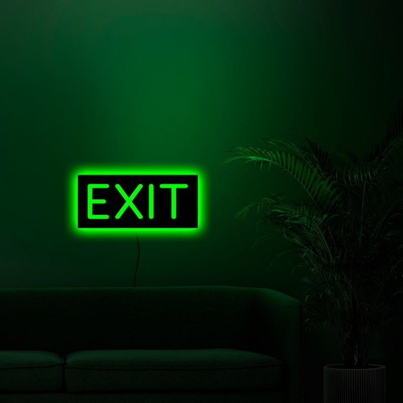 Exit Sign Light, Exit Wall Sign, Exit Sign, Exit Light, Exit Neon Sign ...