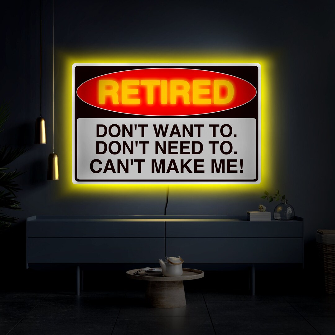 Retired Neon Sign, Retirement Neon Sign, Garage Neon Sign, Man Cave ...