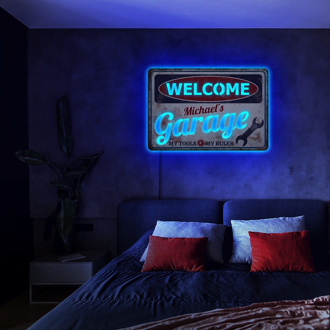 Personalized Garage Neon Sign, Custom Garage Name LED Sign, Garage Name ...
