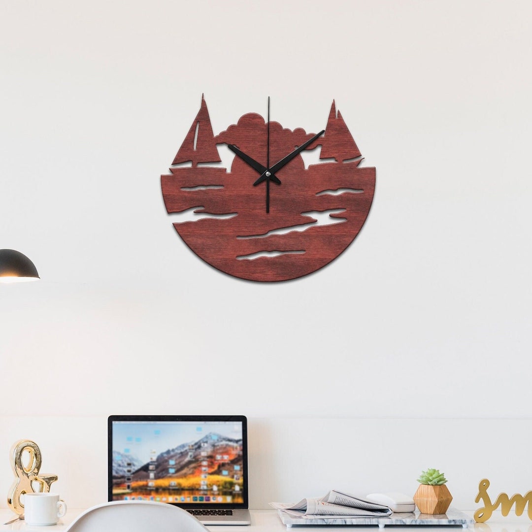Sailboat Clock, Ship Wall Clock, Wall Clock Nautical, Boat Wall Clock ...