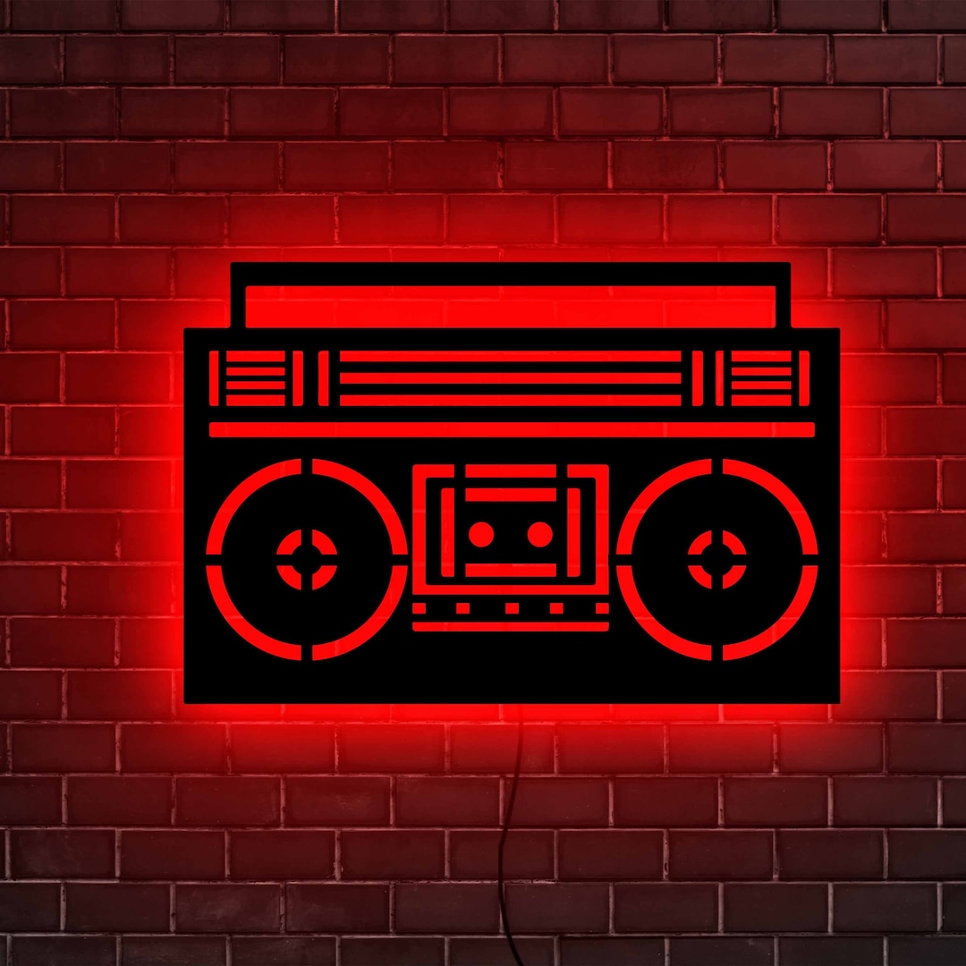 Boombox Neon Sign, Boombox Led Light, Cassette Tape Player Led, Music ...