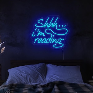 Shhh I'm Reading Neon Sign, Book Room Neon Sign, Reading Neon Sign ...