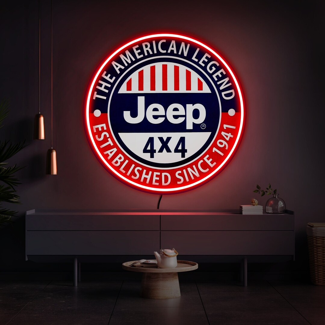 Jeep Neon Sign, Jeep Led Sign, Jeep Legend Sign, Jeep Logo, Garage Neon ...