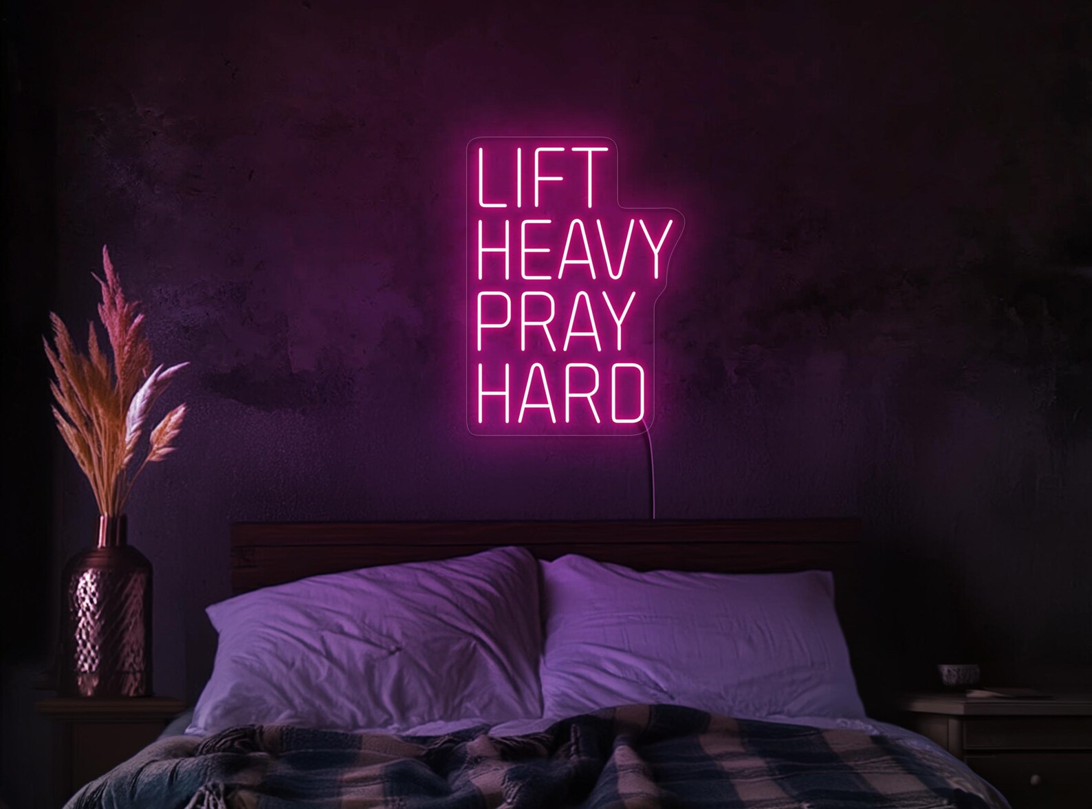 Lift Heavy Pray Hard Neon Sign, GYM Neon Sign, Motivational Neon Sign ...