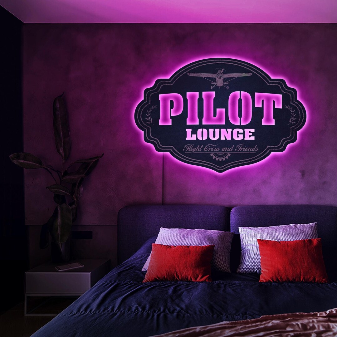 Pilot Neon Sign, Aircraft Neon Sign, Pilot Name Sign, Pilot Lounge Sign ...