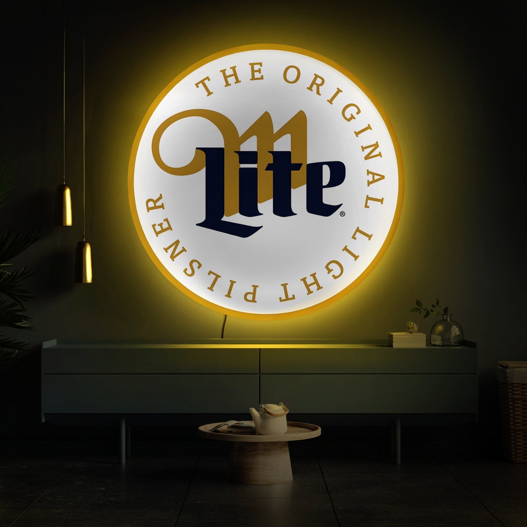 Miller Lite Neon Sign, Miller Lite Logo, M Lite Sign, Miller Lite Gift ...