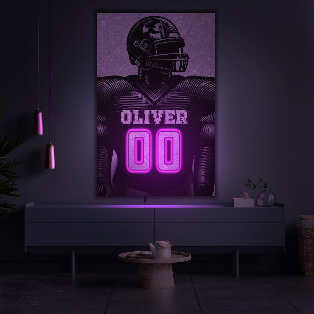 Custom Football Neon Sign, Personalized Football Sign, Football Player ...