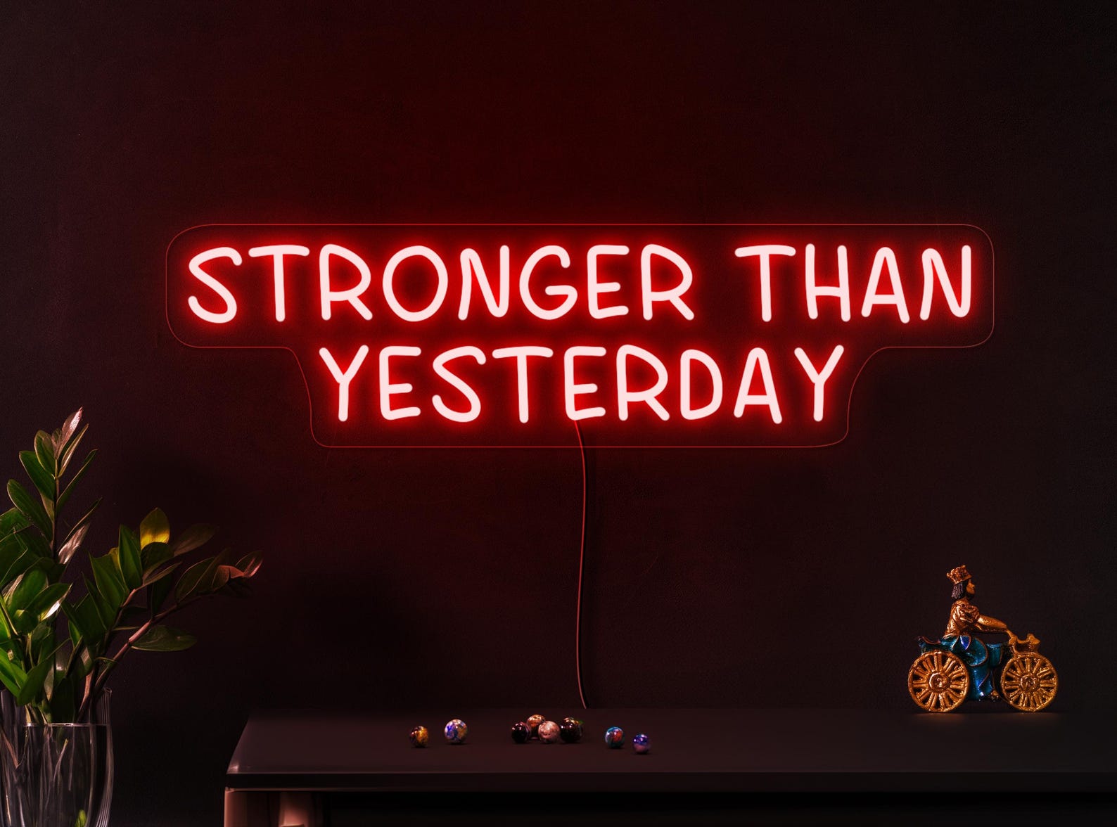 Stronger Than Yesterday Neon Sign, GYM Neon Sign, Motivational Neon ...