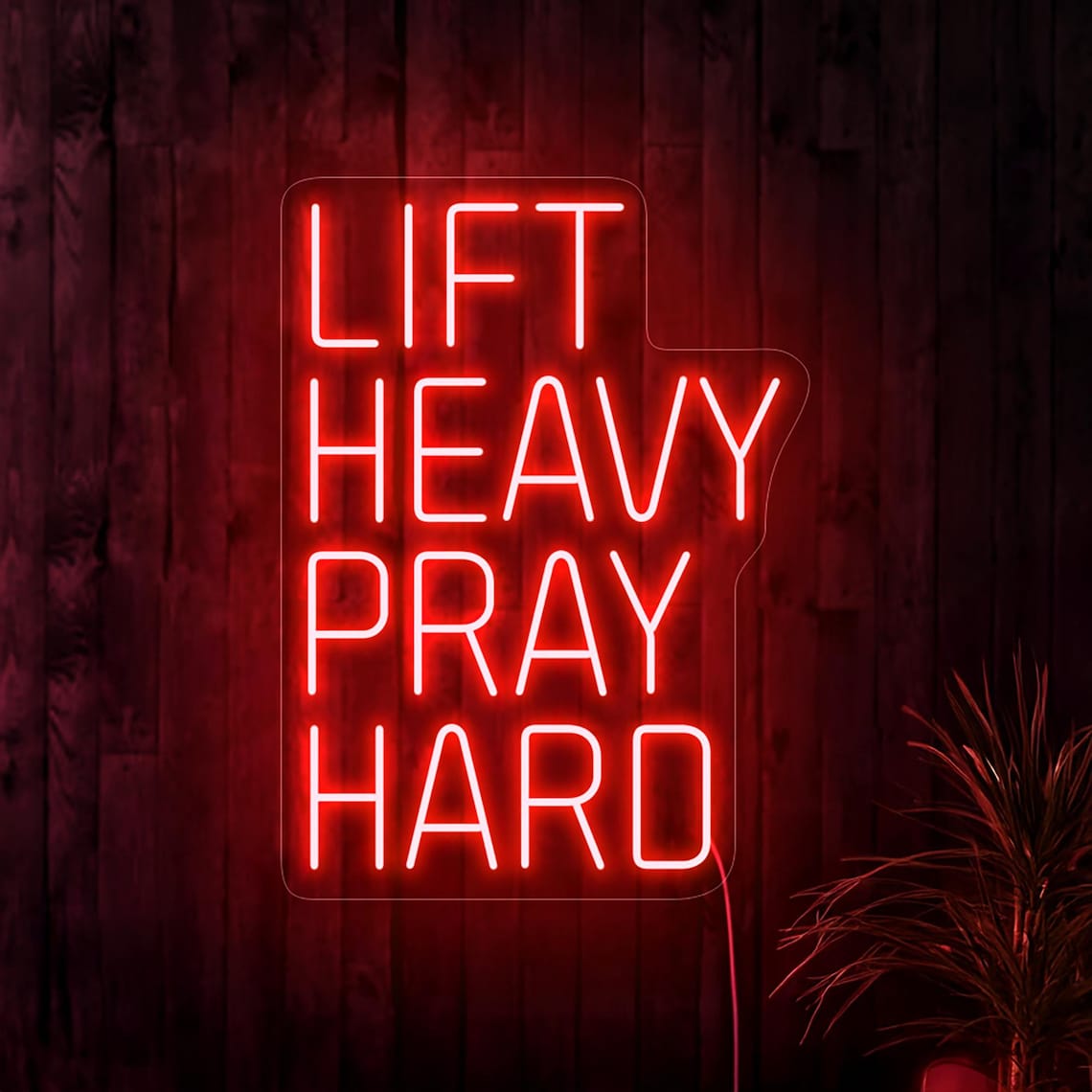 Lift Heavy Pray Hard Neon Sign, GYM Neon Sign, Motivational Neon Sign ...