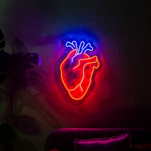 Human Heart Neon Sign, Anatomical Heart Light, Human Heart Lamp, Human ...