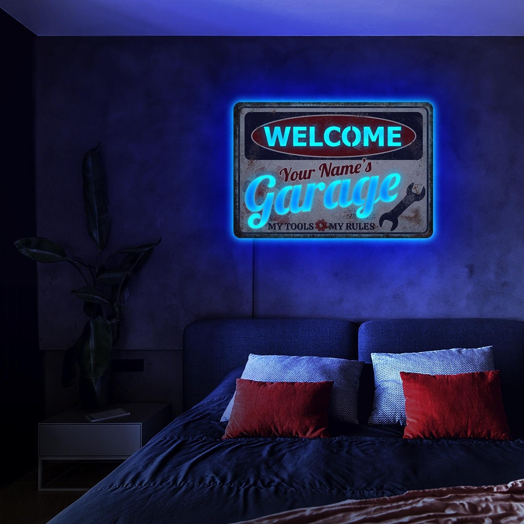 Personalized Garage Neon Sign, Custom Garage Name LED Sign, Garage Name ...