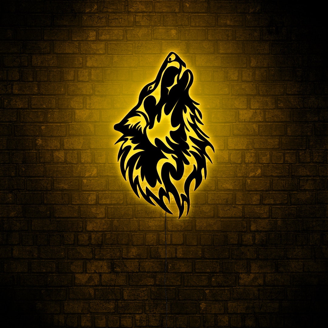 Wolf Neon Sign, Wolf Led Sign, Wolf Led Light, Wolf Wood Sign, Wolf ...