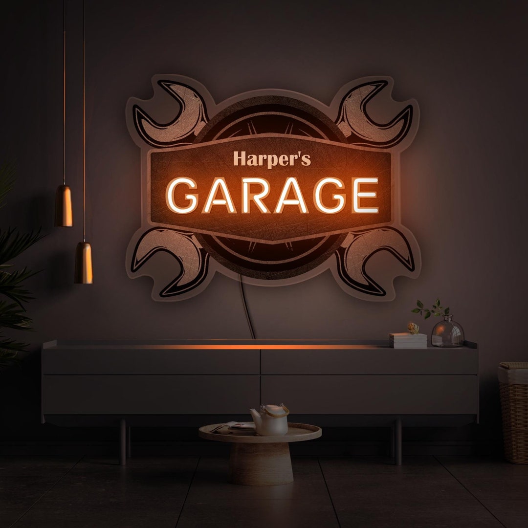 Garage Neon Sign, Custom Garage Sign, Personalized Garage Sign ...