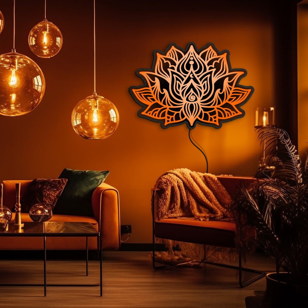 Lotus Led Light, Lotus Neon Sign, Mandala Led, Lotus Flower Lamp ...