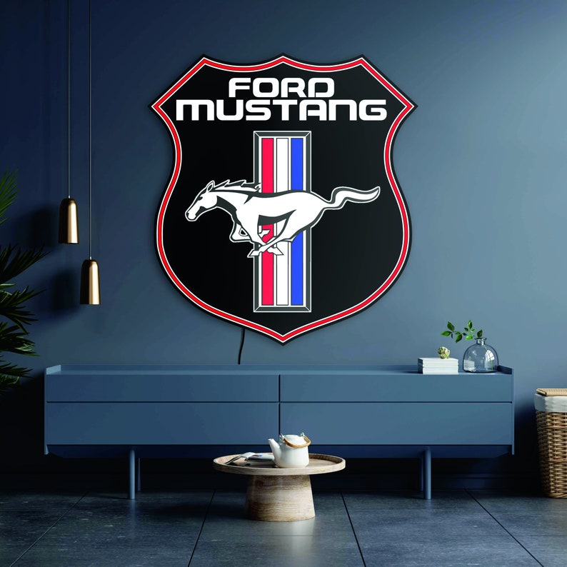 Mustang Wall Decor, Classic Car Neon Sign, Garage Led Wall Light, Car ...