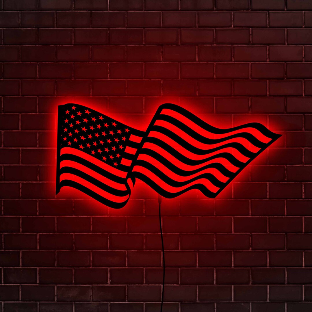Aamerican Flag Led American Flag Neon Sign USA Flag Led - Etsy