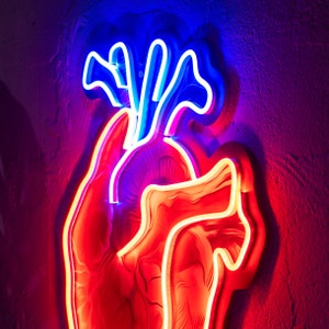 Human Heart Neon Sign, Anatomical Heart Light, Human Heart Lamp, Human ...