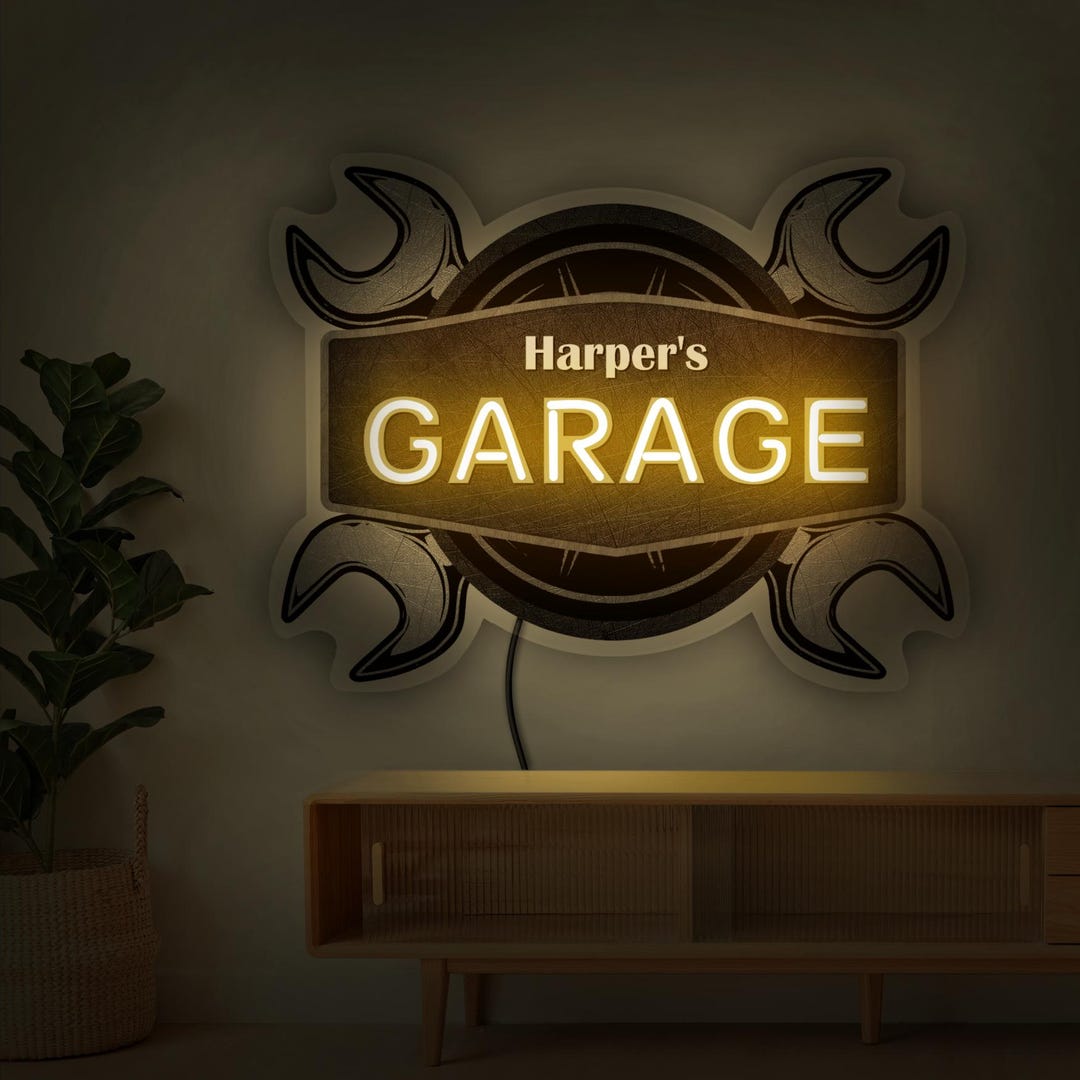Garage Led Sign, Personalized Garage Sign, Custom Garage Sign, Garage ...