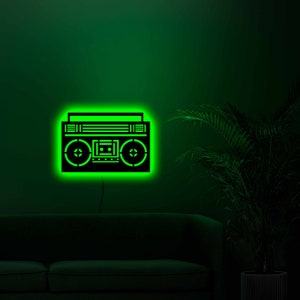 Boombox Neon Sign, Boombox Led Light, Cassette Tape Player Led, Music ...