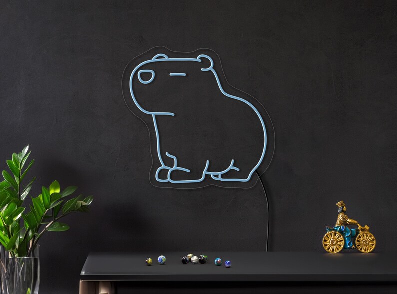 Cute Capybara Neon Sign, Capybara Led Sign, Kids Room Neon Sign, Animal ...