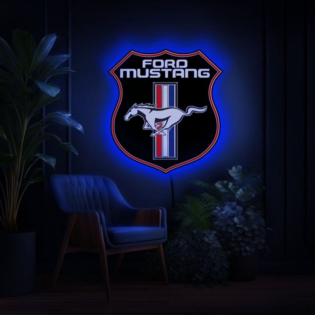 Mustang Wall Decor, Classic Car Neon Sign, Garage Led Wall Light, Car ...