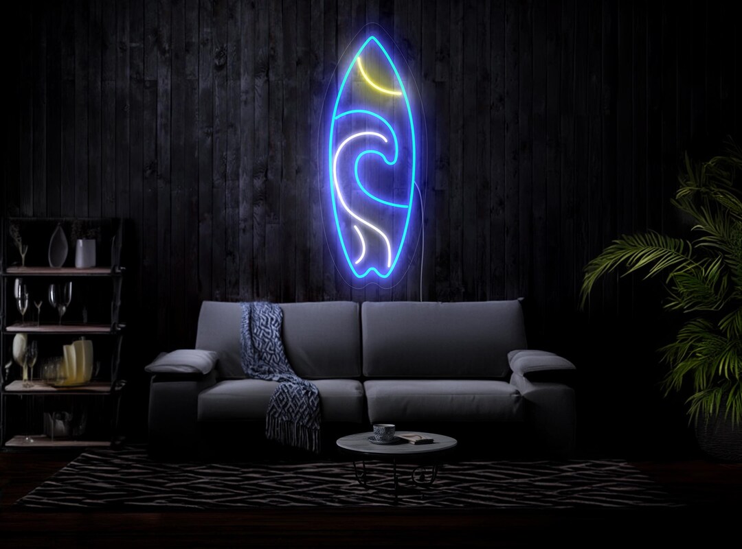 Surfboard Neon Sign, Surf Board Led Sign, Hawaii Surf Wall Art, Surfer ...