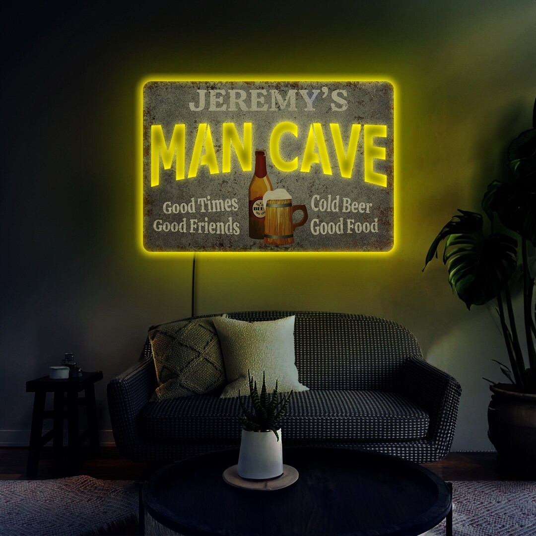 Custom Man Cave Neon Sign, Man Cave Wall Decor, Man Cave Led Sign, Man ...
