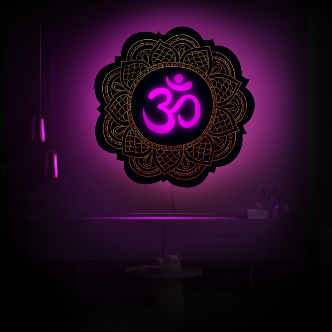 Om Wall Art Lighted, Om Neon Sign, Om Wall Hanging Led, Ohm Led Sign ...
