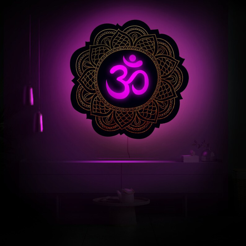 Om Neon Sign, Om Light Decor, Om Symbol Art Lighted, Om Led Sign ...