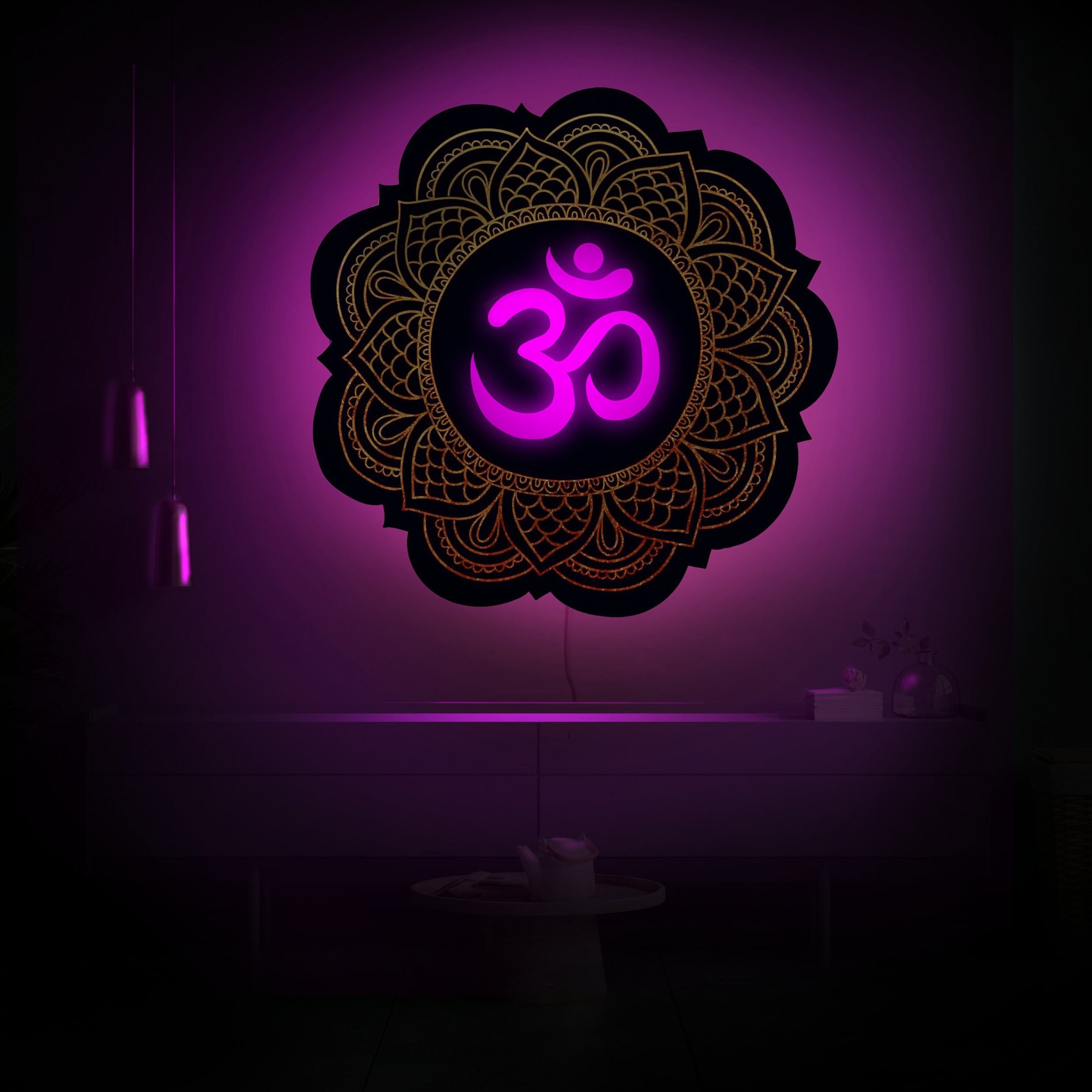 Om Neon Sign, Om Light Decor, Om Symbol Art Lighted, Om Led Sign ...