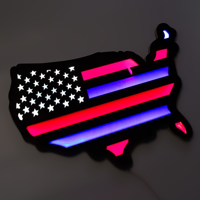 USA Map Neon Sign American Flag Neon Sign USA Map Led Sign - Etsy