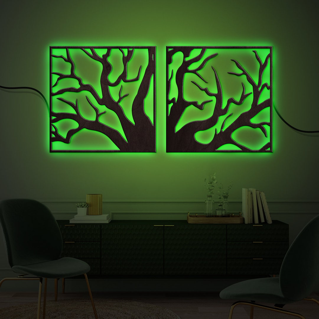 Tree of Life Wall Art Wooden With Led, Tree Light Lamp, Tree Branches ...