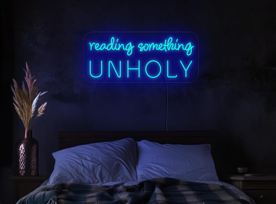 Reading Something Unholy Led Sign, Reading Neon Sign, Reading Corner ...