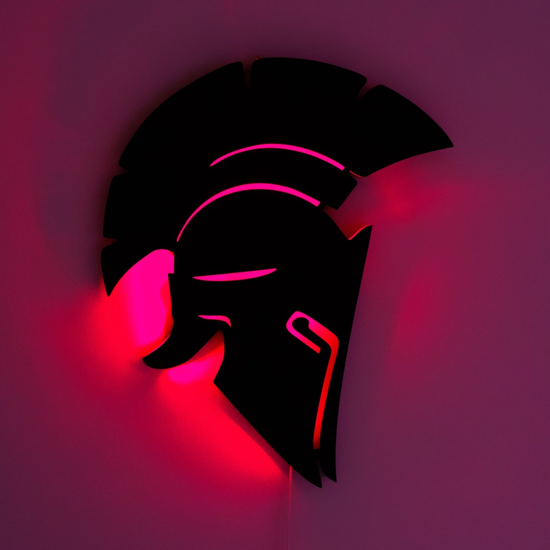 Spartan Neon Sign, Spartan Helmet Neon Sign, Spartan Led Sign, Spartan ...