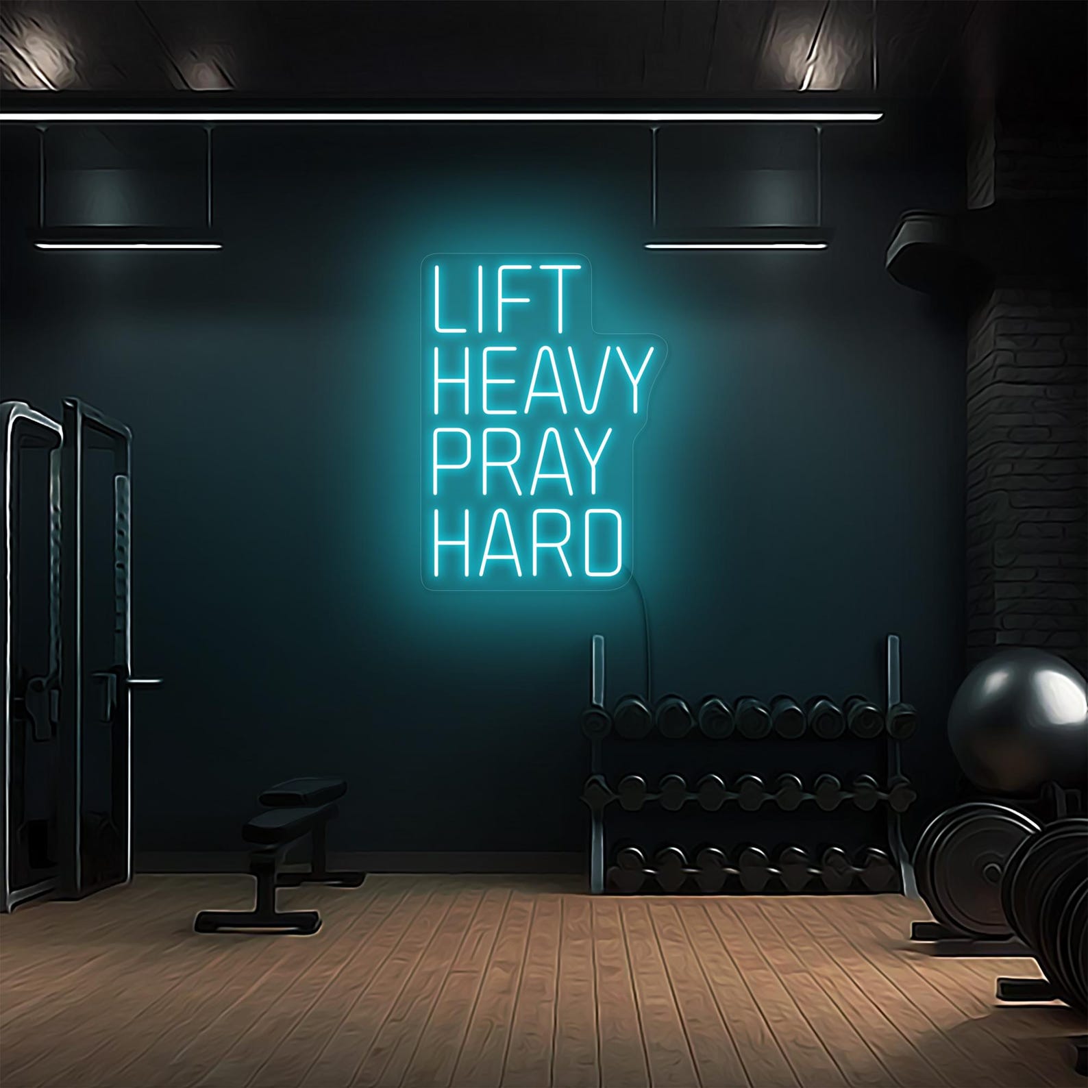 Lift Heavy Pray Hard Neon Sign, GYM Neon Sign, Motivational Neon Sign ...
