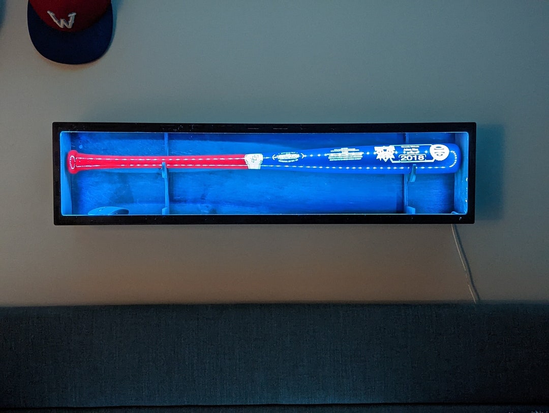 Baseball Bat Led Wall Mount, Baseball Bat Led Display Case, Shadowbox ...