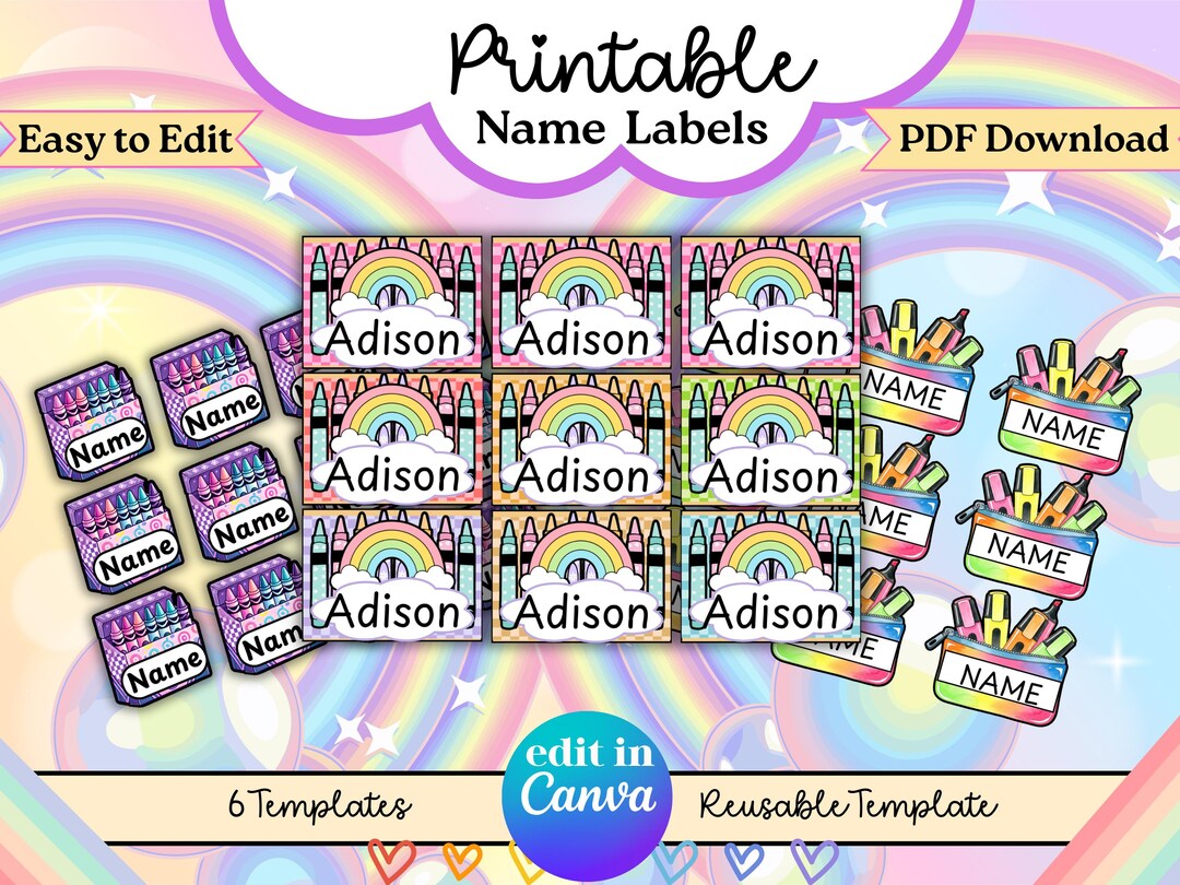 Editable School Label Templates for Kids & Teachers | Crayon Pencil ...