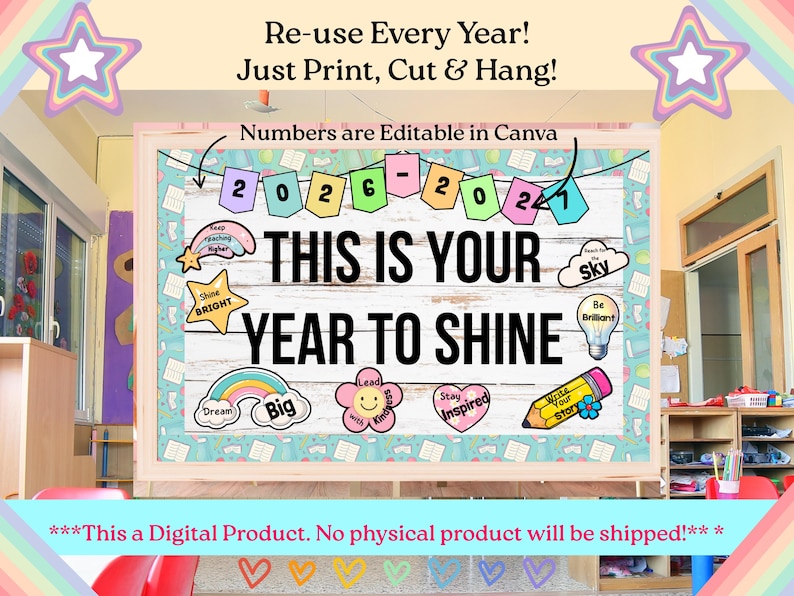 Classroom Bulletin Board Bundle | Editable Canva Motivational Letters ...