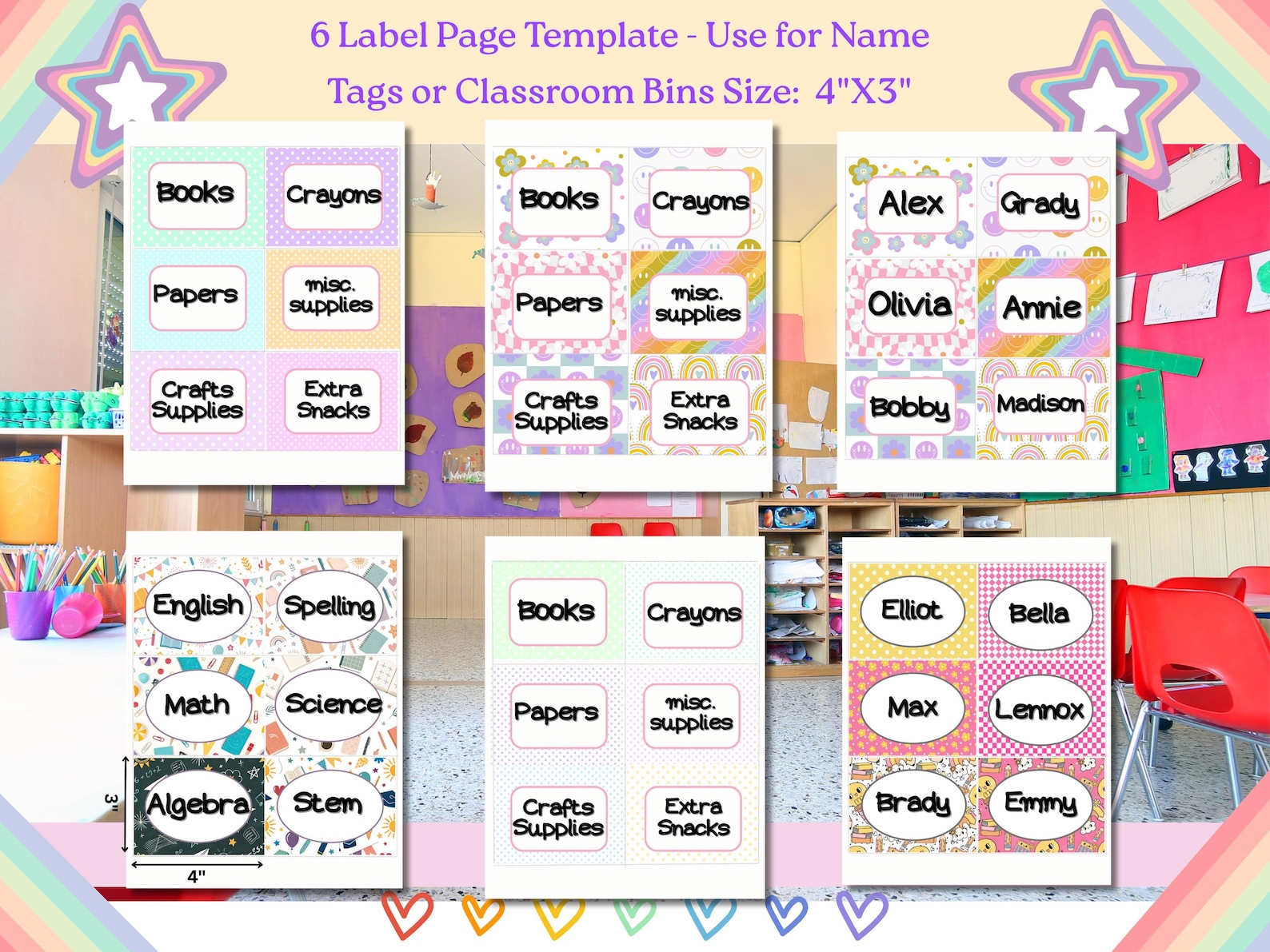 Editable Classroom Labels Canva Template | Desk Name Tags Cubby Labels ...