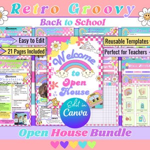 Retro Groovy Teacher Template Bundle | Back to School Open House ...