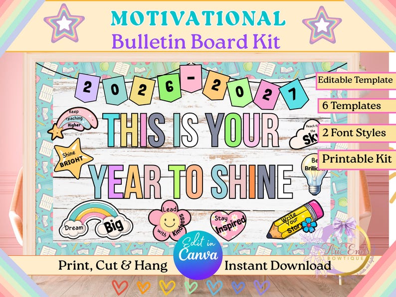 Classroom Bulletin Board Bundle | Editable Canva Motivational Letters ...